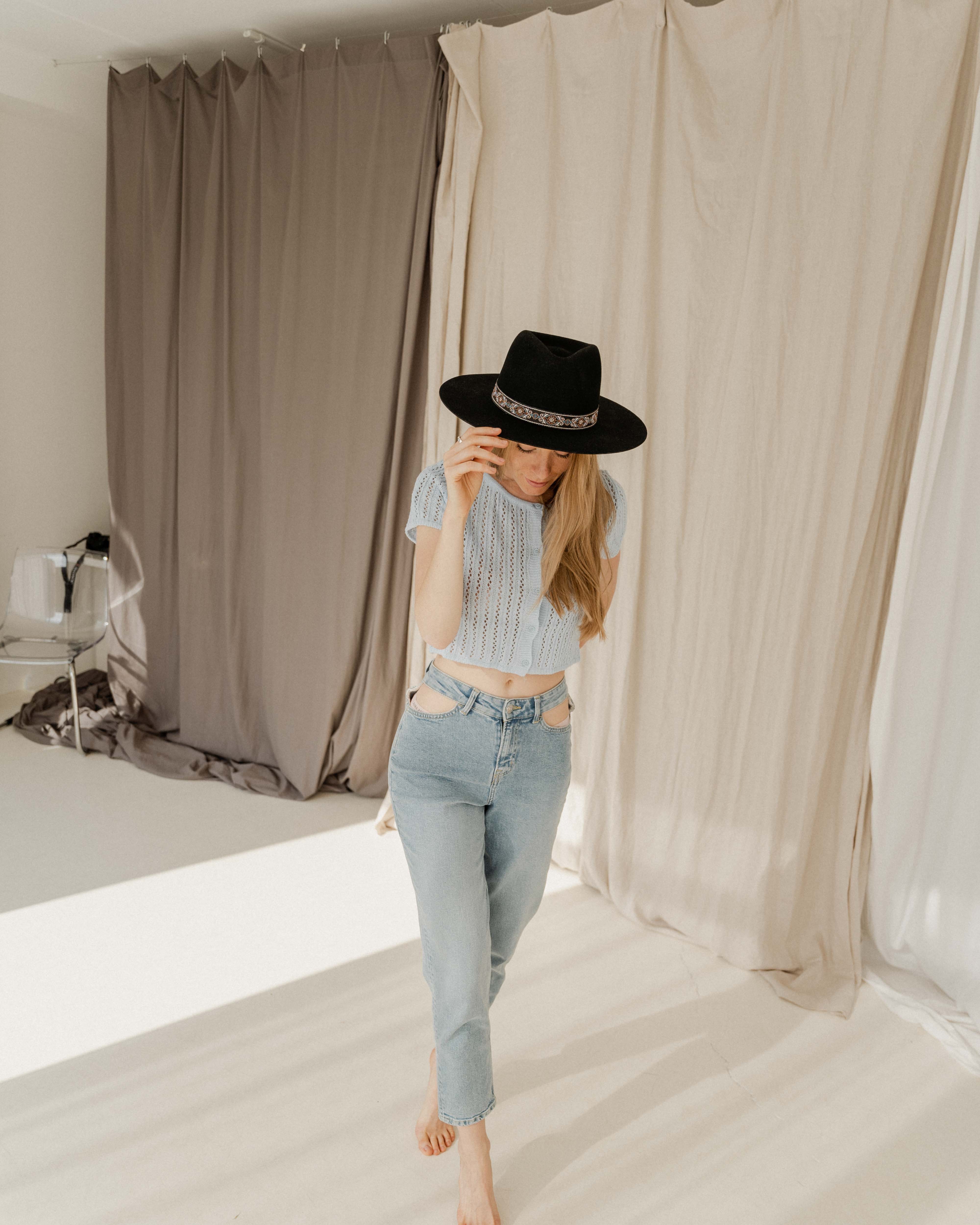 Black Rancher | Boho Stiliaus Juoda Skrybėlė Moterims - Reverie Hats